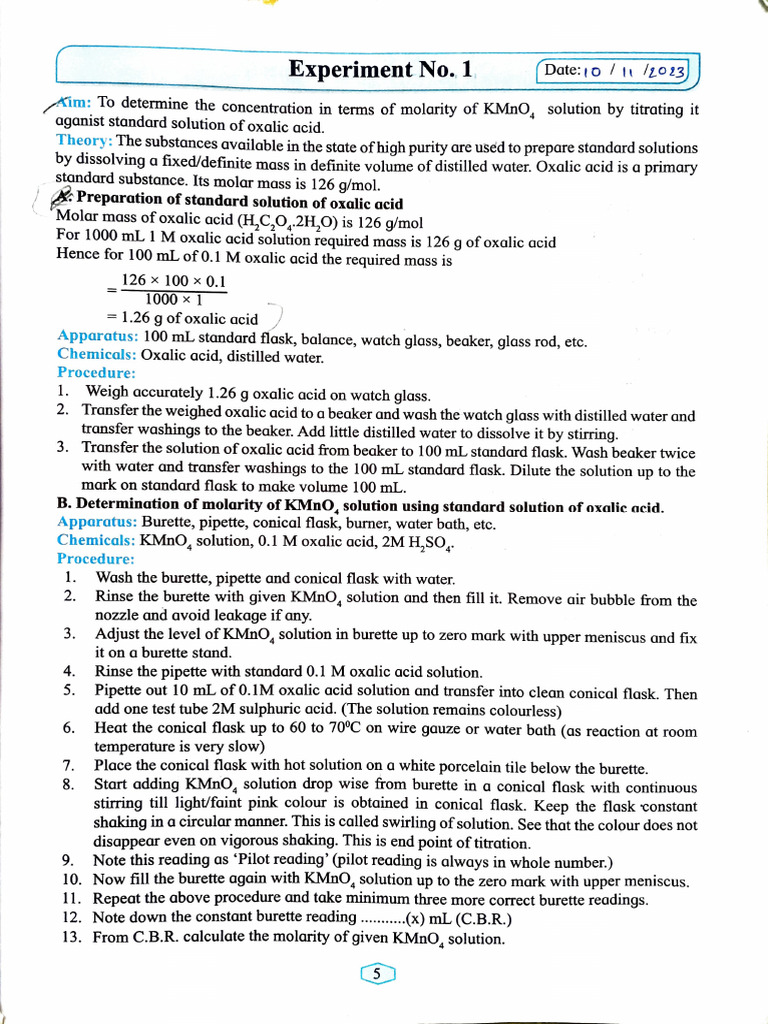 Chemistry Practical Book | PDF