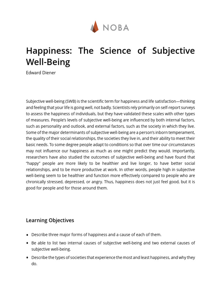 Understanding Subjective Well-Being | PDF | Happiness | Well Being