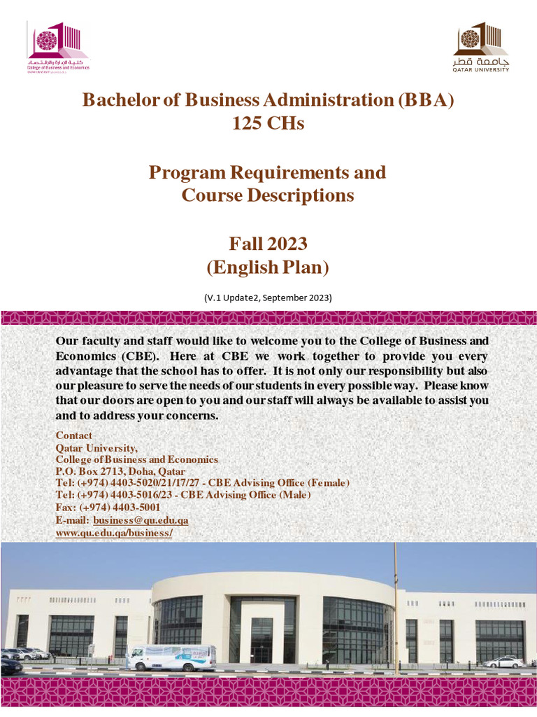 BBA Program Guide Fall 2023 | PDF | Accounting | Audit