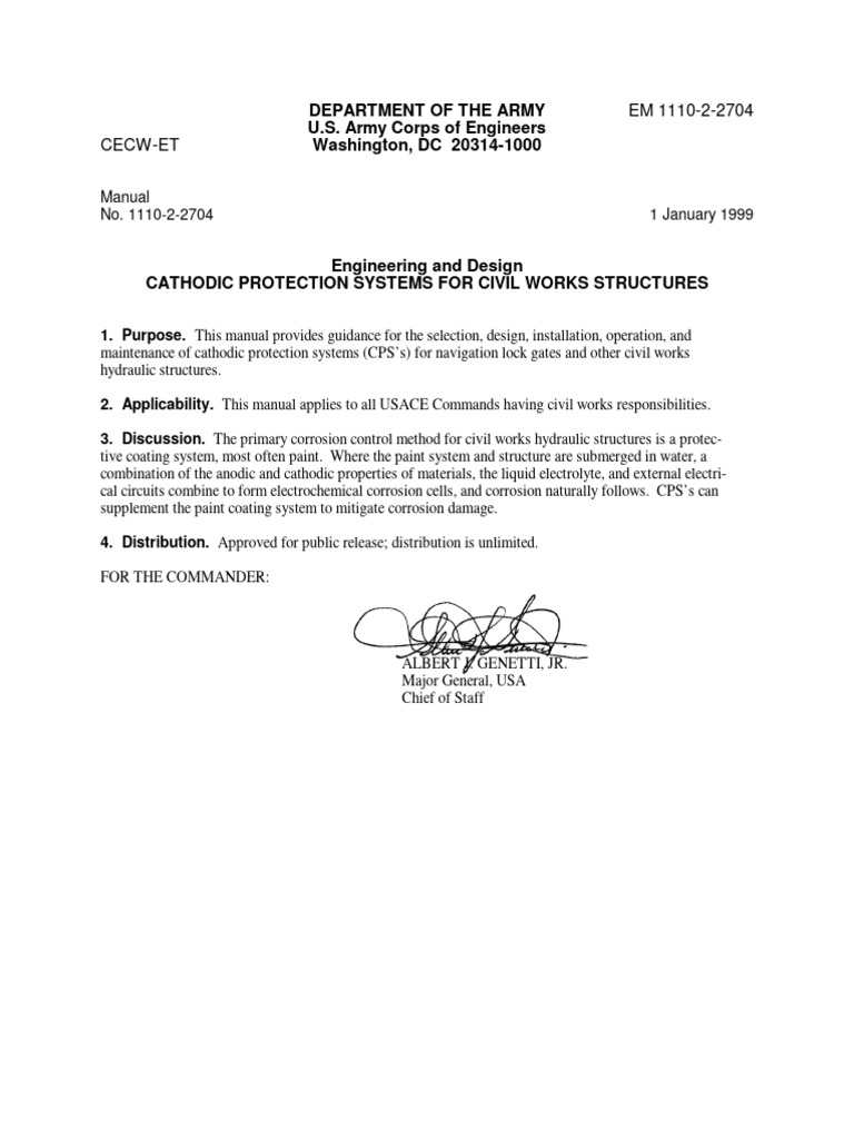 Engineering and Design CATHODIC PROTECTION SYSTEMS FOR CIVIL WORKS ...