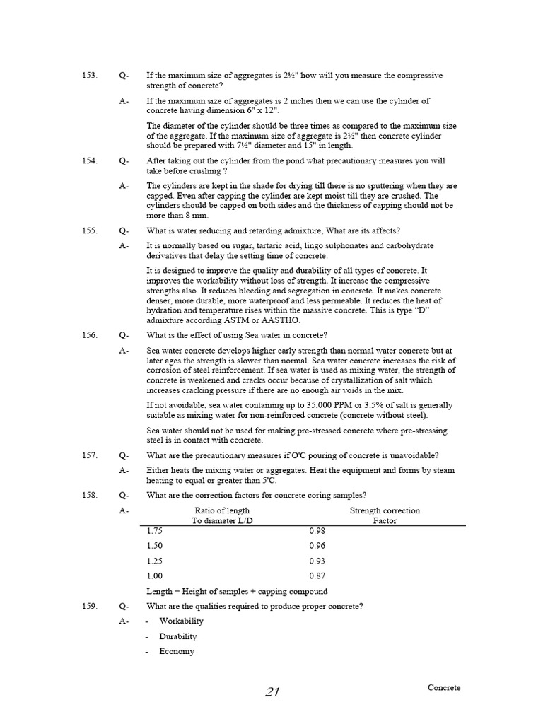 Q&a (Concrete) 2 | PDF | Concrete | Cement