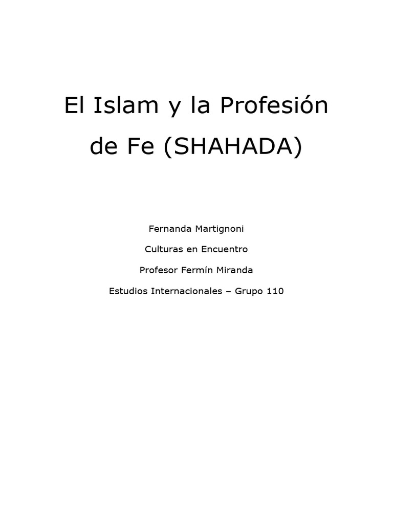 La Shahada: Pilar del Islam | PDF | Mahoma | Corán