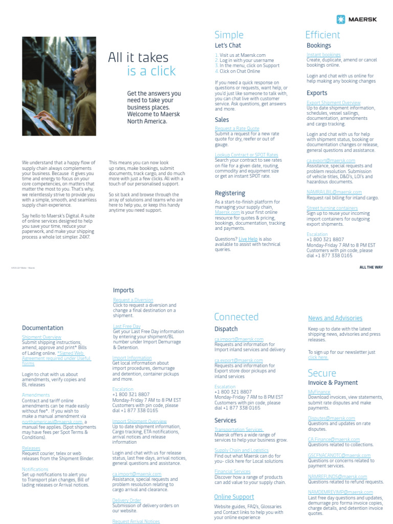 Maersk Canada Contacts Brief | PDF | Cargo | Service Industries