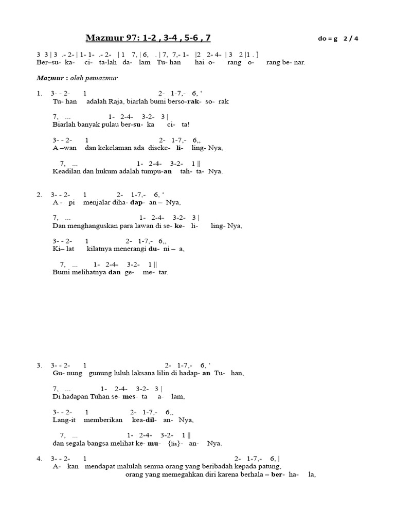 Mazmur 97 1-2,3-4,5-6,7 Dan Alleluya | PDF