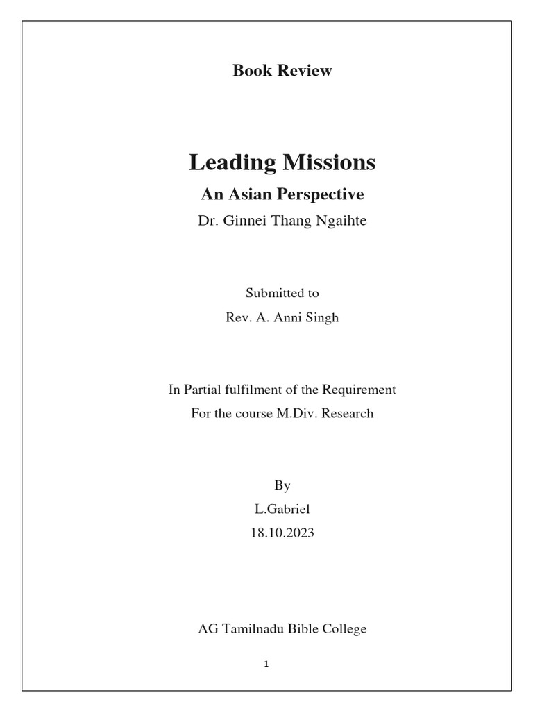 Leading Mission Book Review | PDF | Christian Mission | Jesus