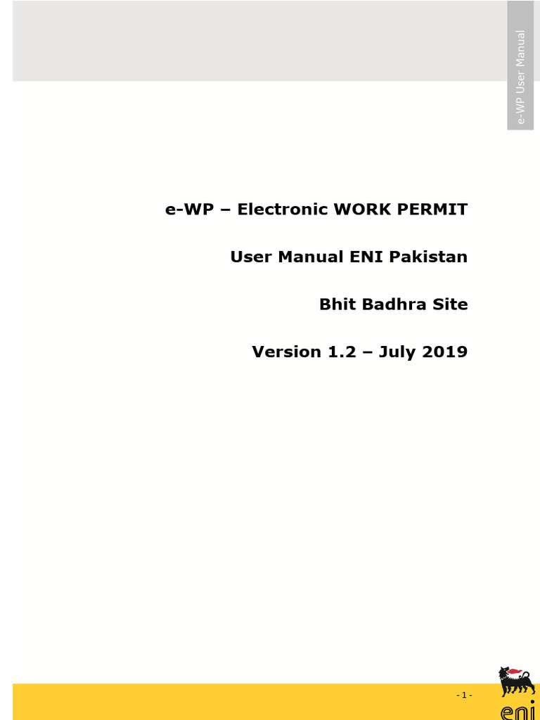 e-WP Manual for ENI Pakistan Users | PDF