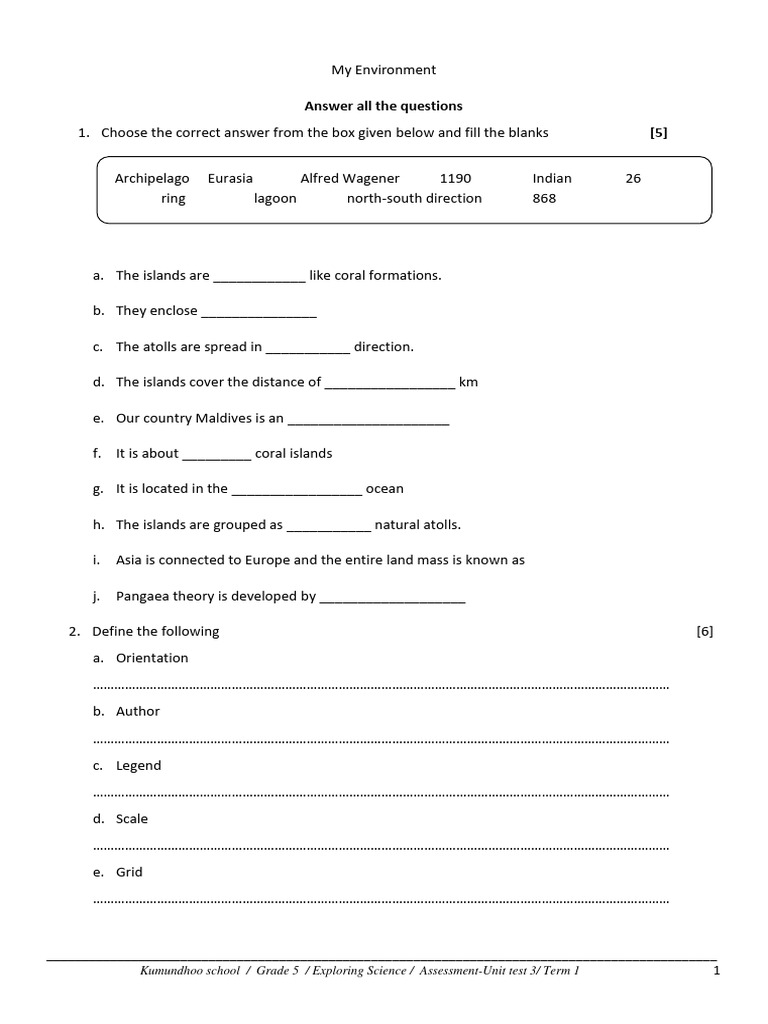 My Environment Worksheet | PDF | Island | Geography