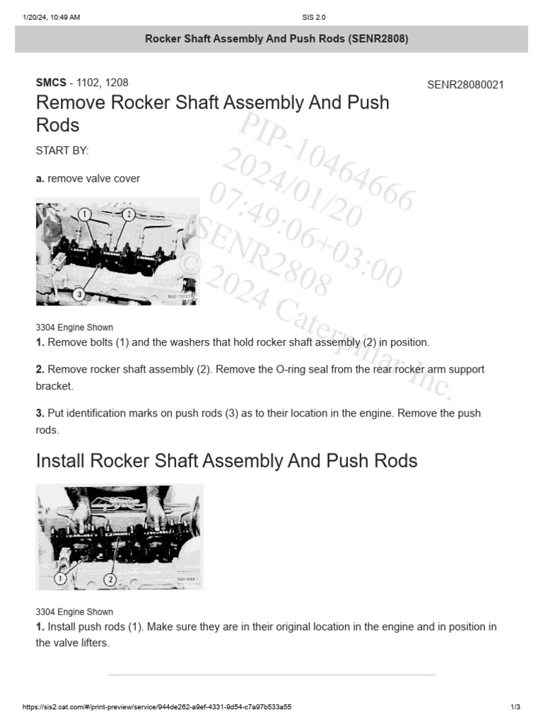 Rocker Shaft Assembly and Push Rods | PDF | Screw | Internal Combustion ...