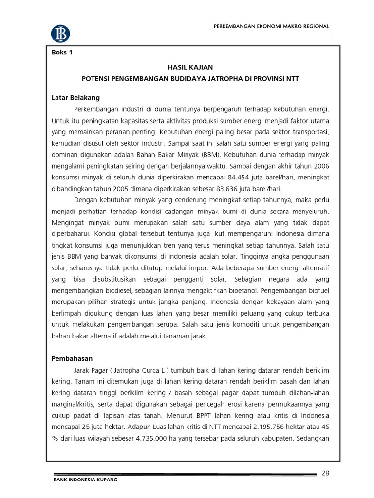 Boks 1 Potensi Pengembangan Jatropha | PDF