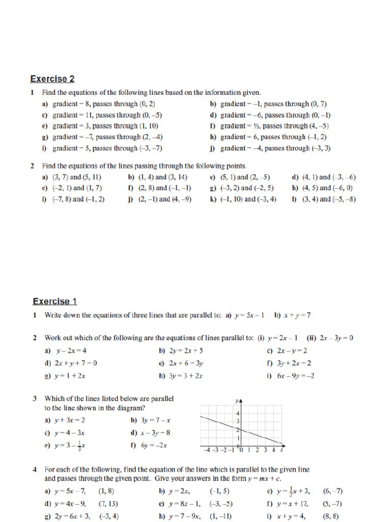 Equation of Straight Line, Parallel and Perpendicular | PDF