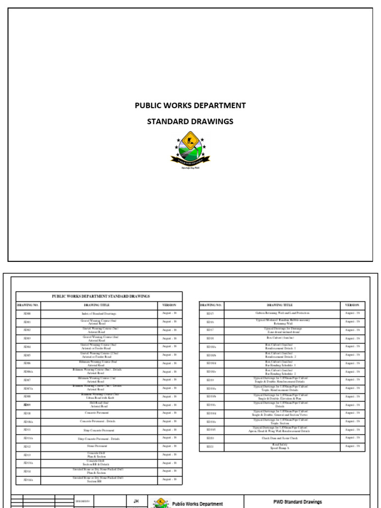 PWD Standard Drawings 260517 | PDF | Road | Drainage