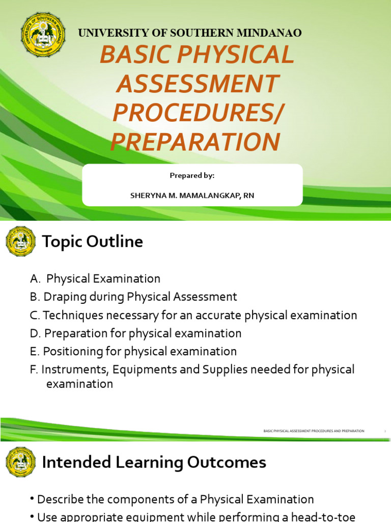 Basic Physical Assessment & Preparation | PDF | Physical Examination ...