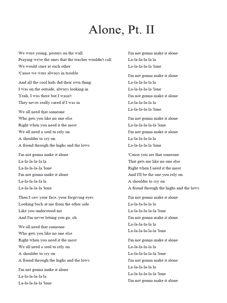 ALONE, Pt. II SONG | PDF