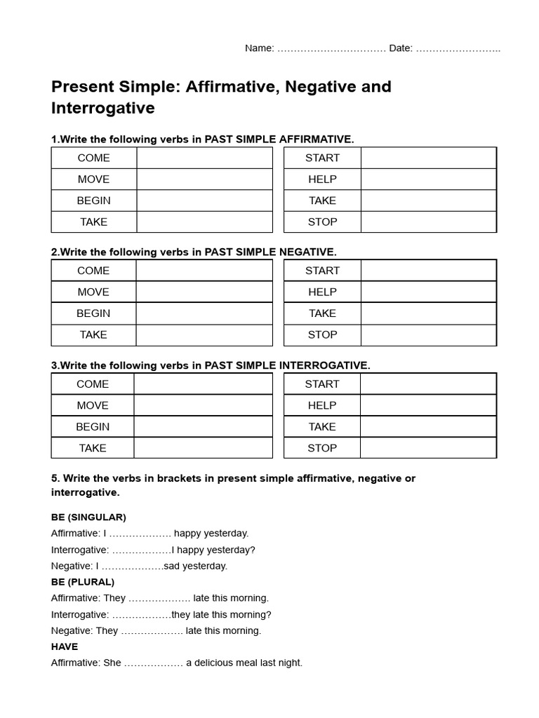 Unit 4 Present Simple - Affirmative, Negative and Interrogative | PDF ...