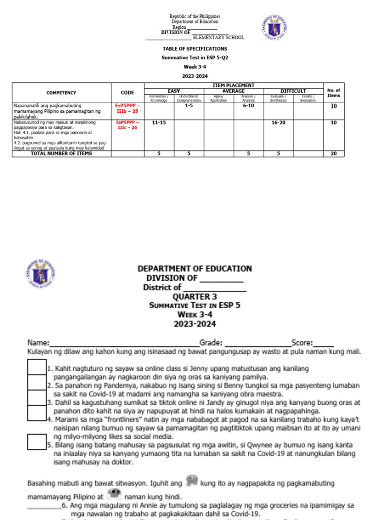 ST2 - Esp 5 - Q3 | PDF
