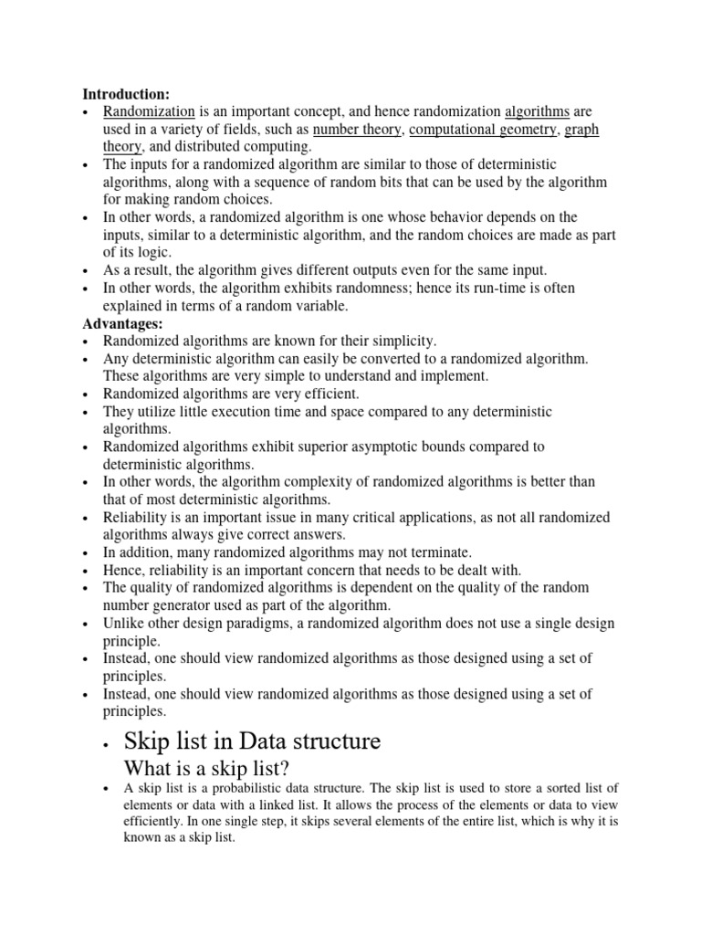 Unit2 Skiplist | PDF | Algorithms | Algorithms And Data Structures