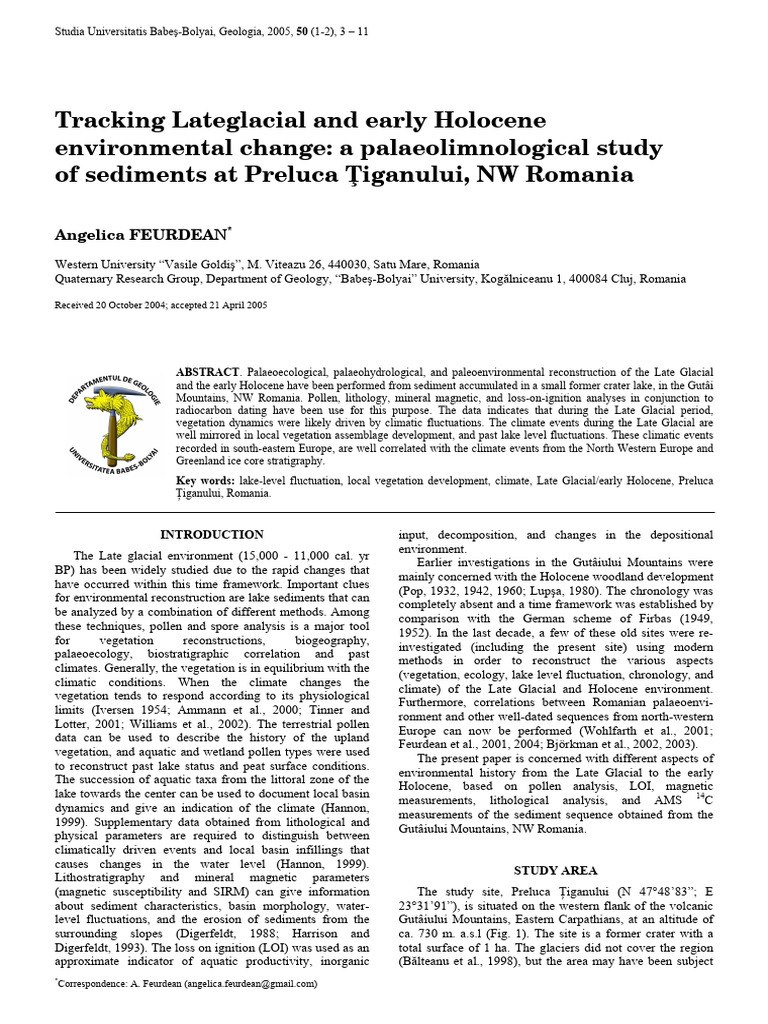 Tracking Lateglacial and Early Holocene | PDF | Holocene | Lake