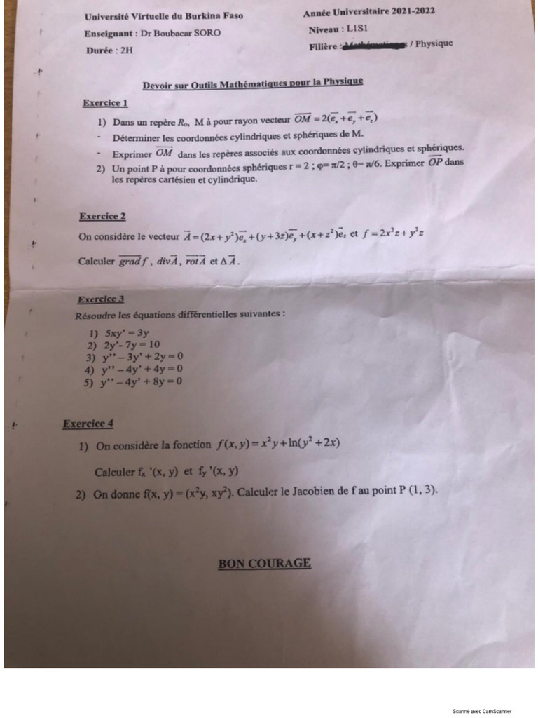 Sujet de S1 Et S2 | PDF
