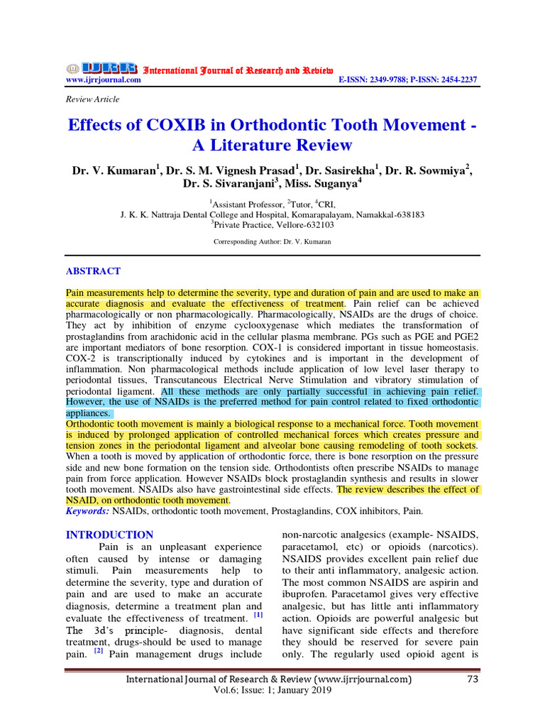 COXIB's Impact on Orthodontic Movement | PDF | Nonsteroidal Anti ...