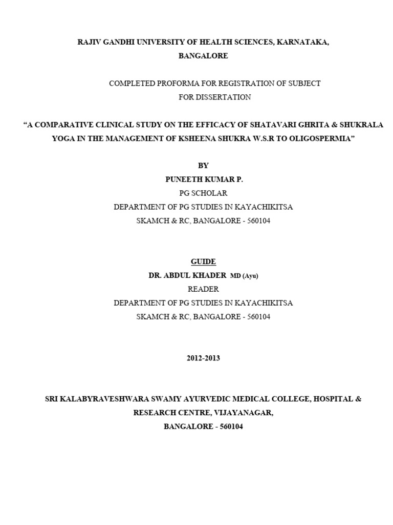 Rguhs Disseration | PDF | Infertility | Ayurveda