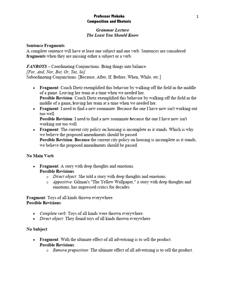 Grammar Lecture - The Least You Should Know - Prof. Mokoko | PDF ...