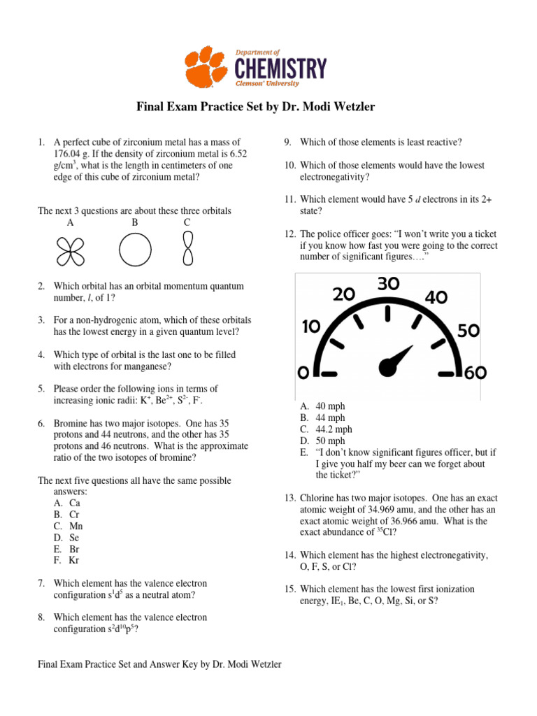 Chemistry Exam Prep Guide | PDF | Mole (Unit) | Ionic Bonding