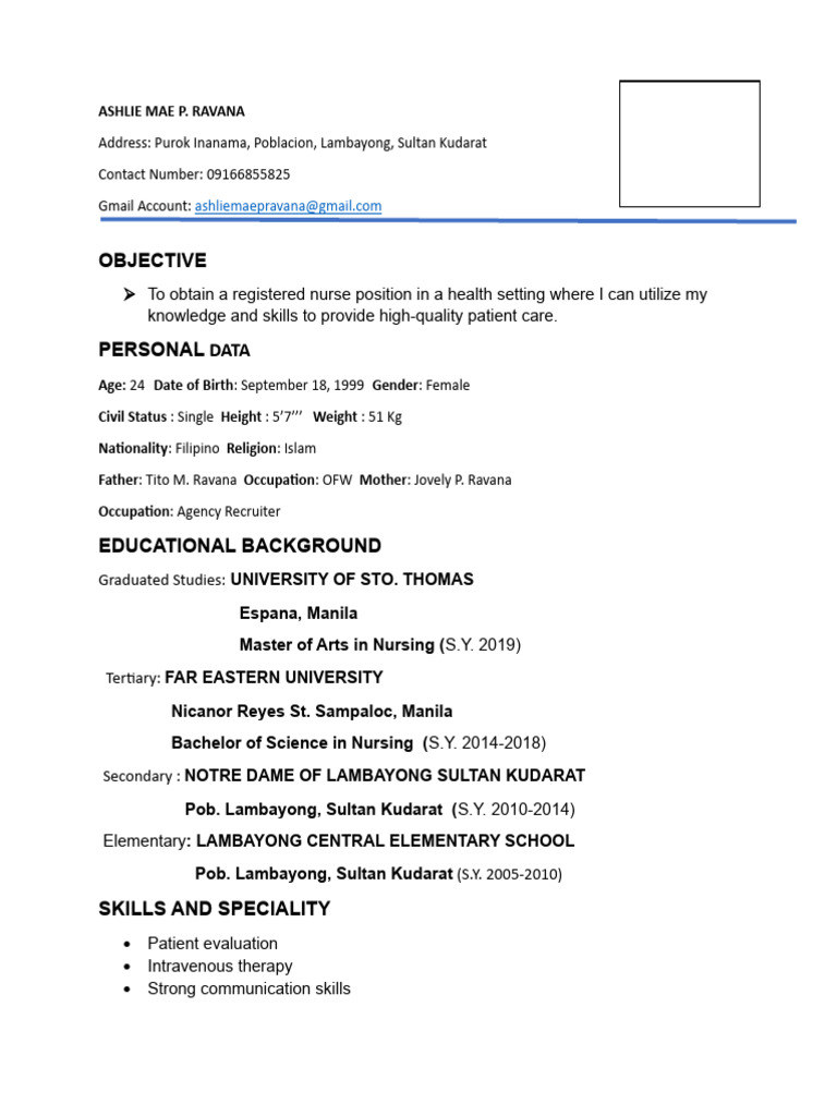 Ashlie Mae P - Resume | PDF | Nursing | Hospital