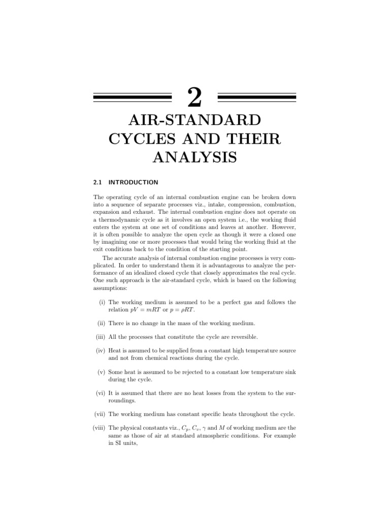 Topic Two-AIR STANDARD CYCLES | PDF | Diesel Engine | Rotating Machines