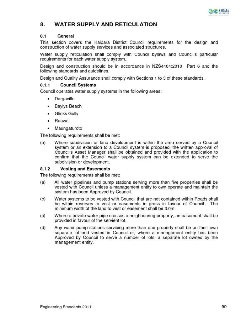 Part Eight Water Supplyand Reticulation | PDF | Pipe (Fluid Conveyance ...