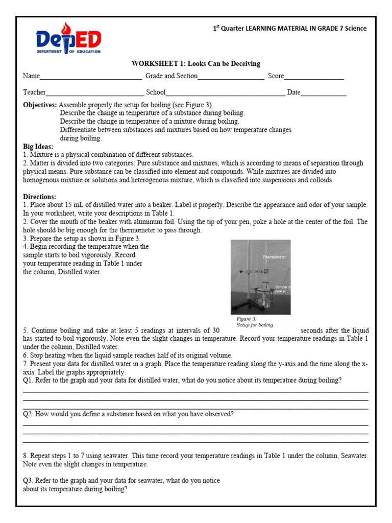 Jasmin-Week 4-Worksheets | PDF | Mixture | Chemical Substances