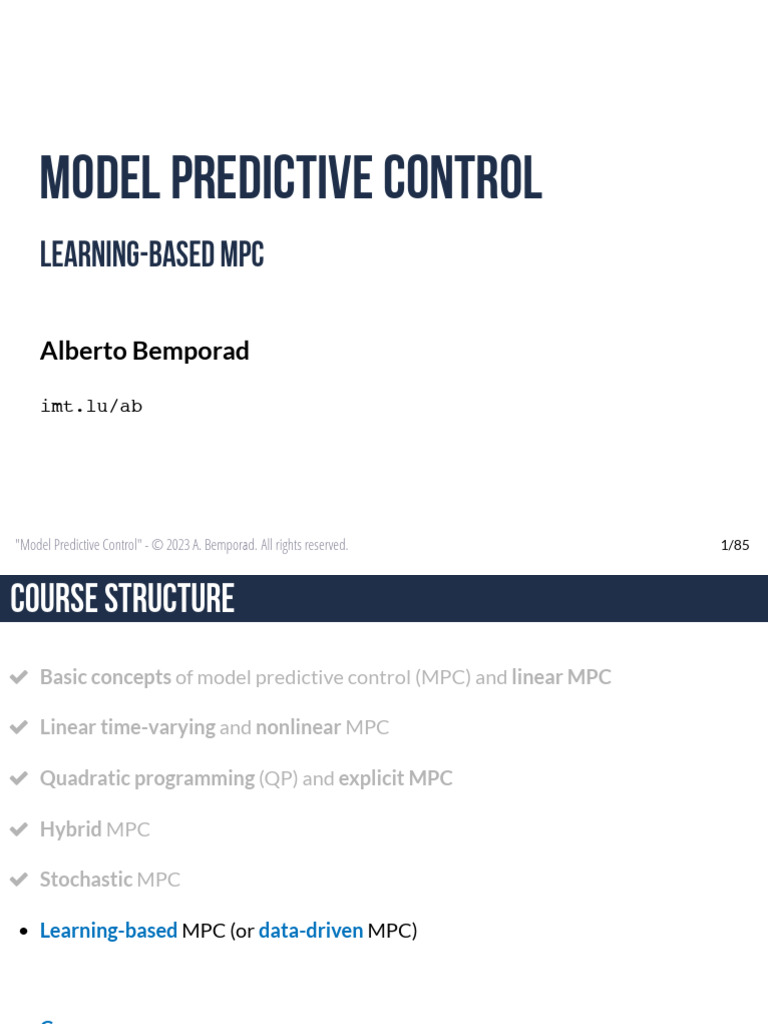 8-Data Driven MPC | PDF | Control Theory | Machine Learning