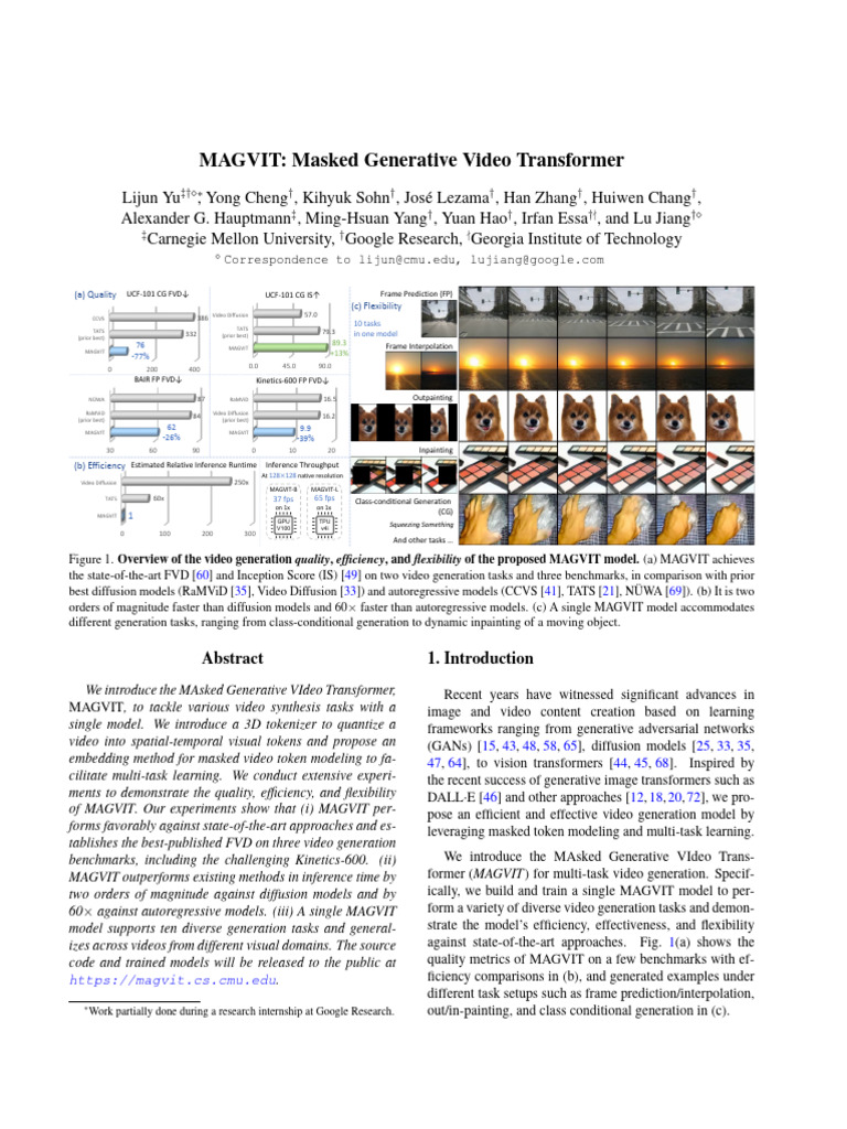 MAGVIT Masked Generative Video Transformer | PDF | Data Compression | Applied Mathematics