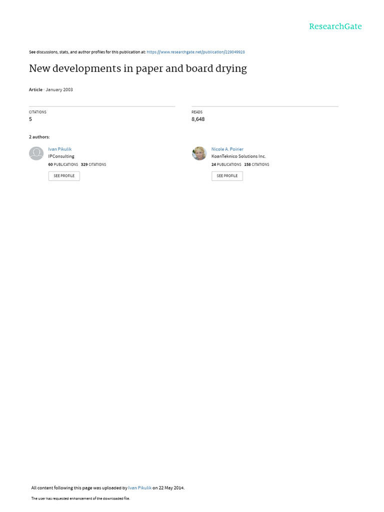 New Developments in Paper and Board Drying | PDF | Clothes Dryer | Paper