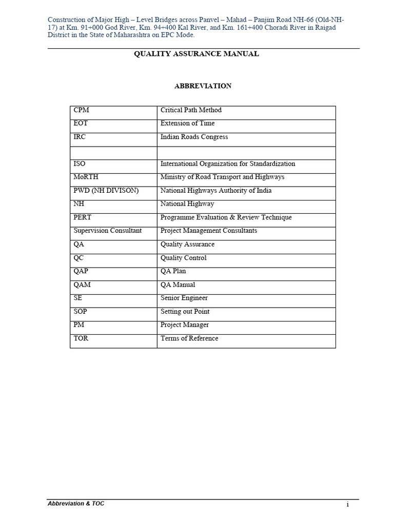 QAP-New Bridge Project - DRAFT | PDF | Quality Assurance | Specification (Technical Standard)