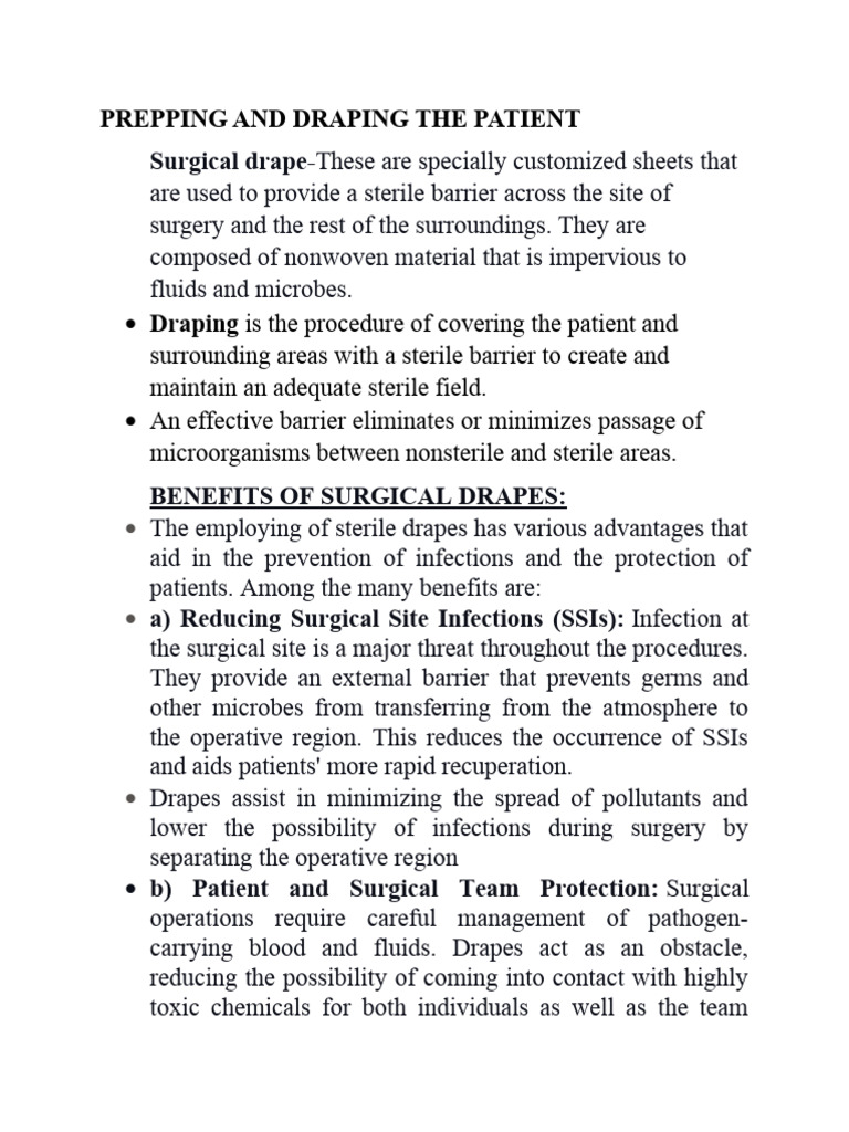 PREPPING AND DRAPING THE PATIENT | PDF | Surgery | Nonwoven Fabric