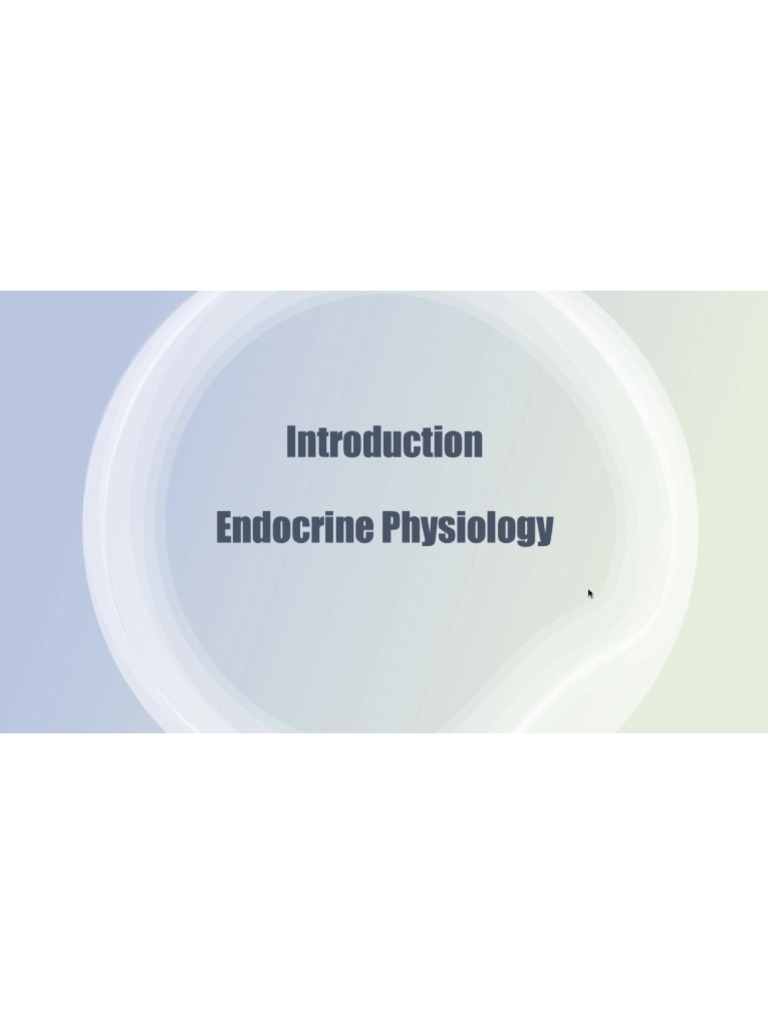Intro To Endocrine Physio | PDF