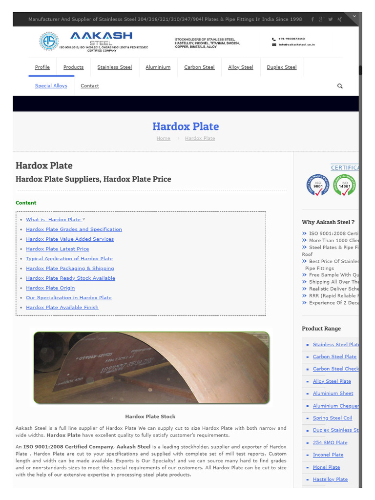 Hardox Plate - Hardox Plate Suppliers - Hardox 400 Plate | PDF | Steel ...