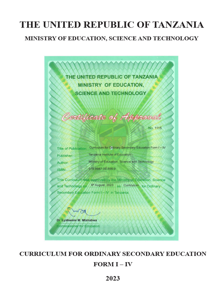 Tanzania O-Level Curriculum 2023 | PDF | Tanzania | Curriculum