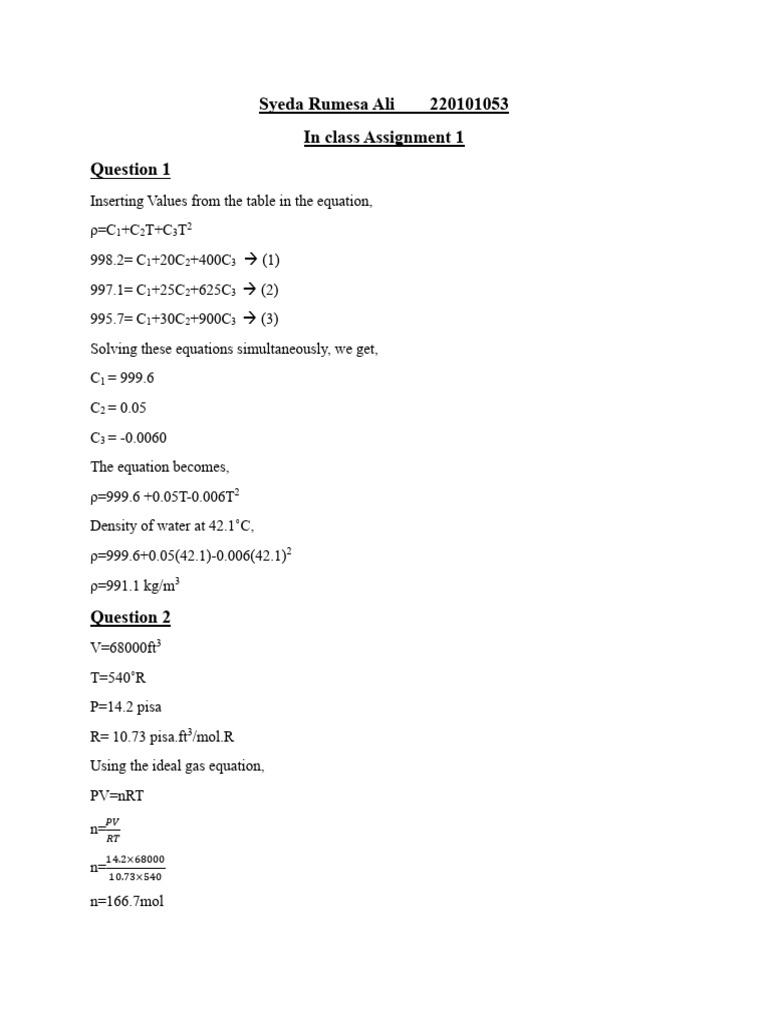 Incompressible Aerodynamics In-Class Assignment 1 | PDF | Physics | Metrology