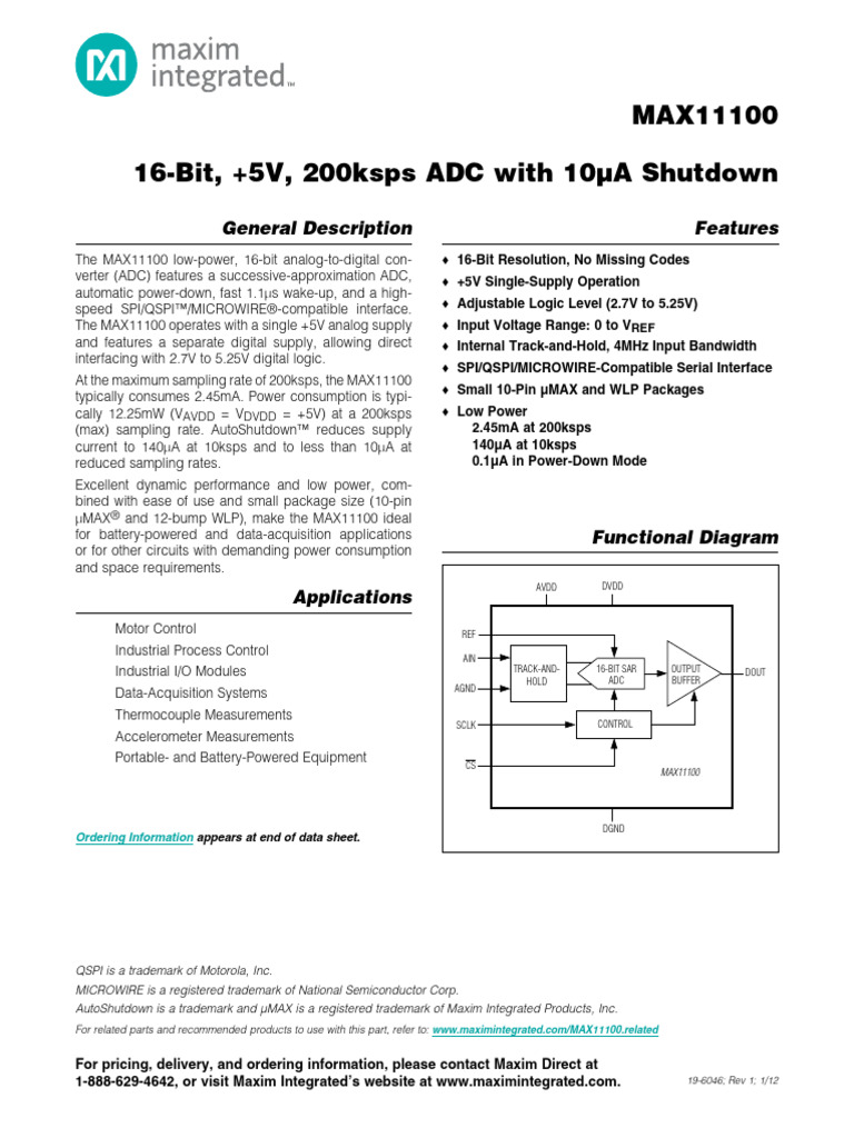 Max 11100 | PDF | Analog To Digital Converter | Signal To Noise Ratio