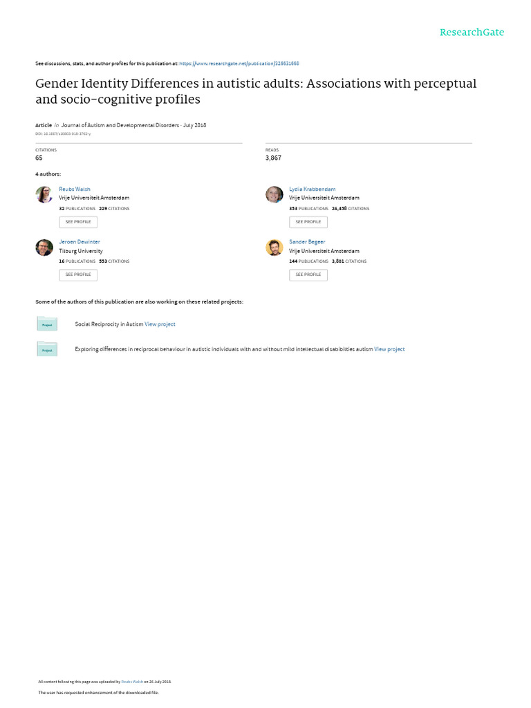 Autistic Gender Identity in Press | PDF | Autism Spectrum | Transgender