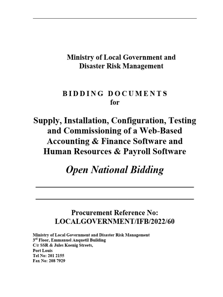 Ministry of Local Govt - Bidding Document - IT Software | Download Free PDF | Procurement ...