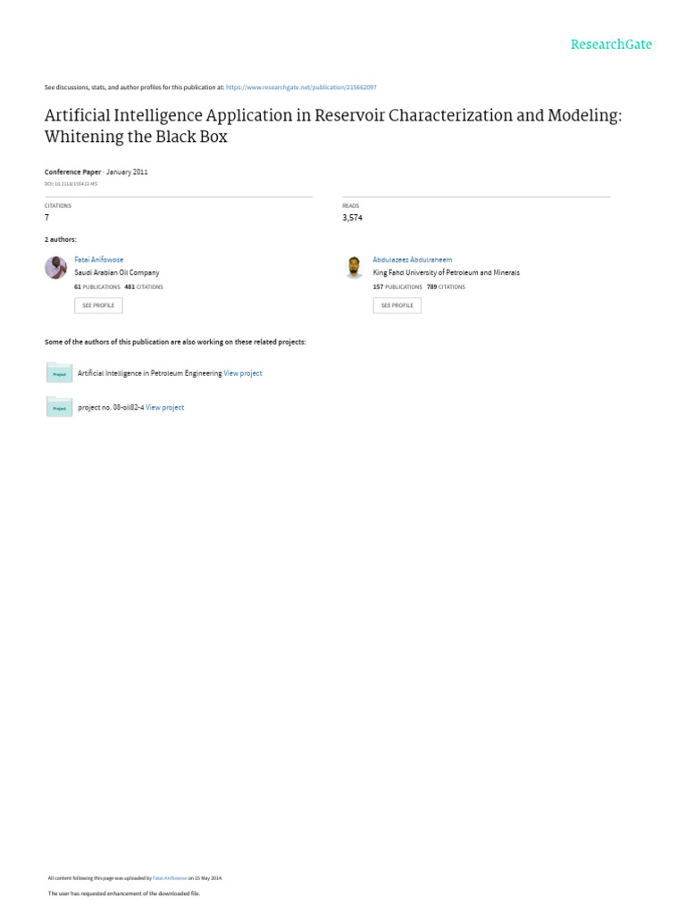 AI in Res Characterization SPE-155413-MS | PDF | Machine Learning ...
