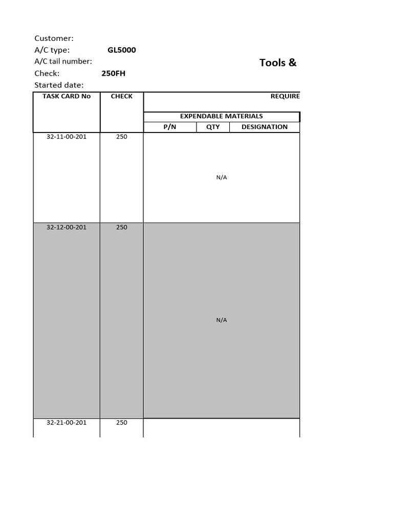 Tools and Materials List F 040 GL 5000 | PDF | Manufactured Goods ...