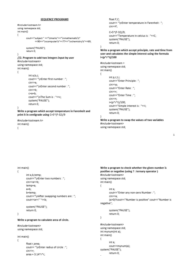 C++Good EXAMPLES | PDF | Namespace | Triangle