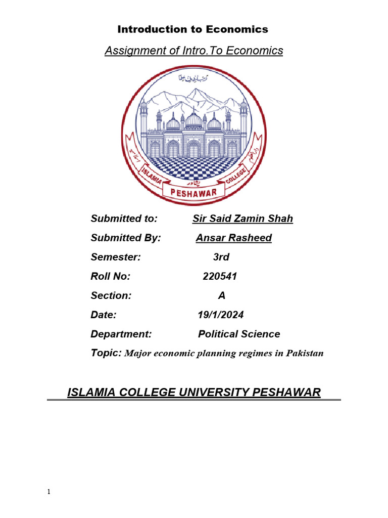 Eco - Assignment (Bspol 220541) Ansar | PDF | Economic Growth | Nawaz Sharif