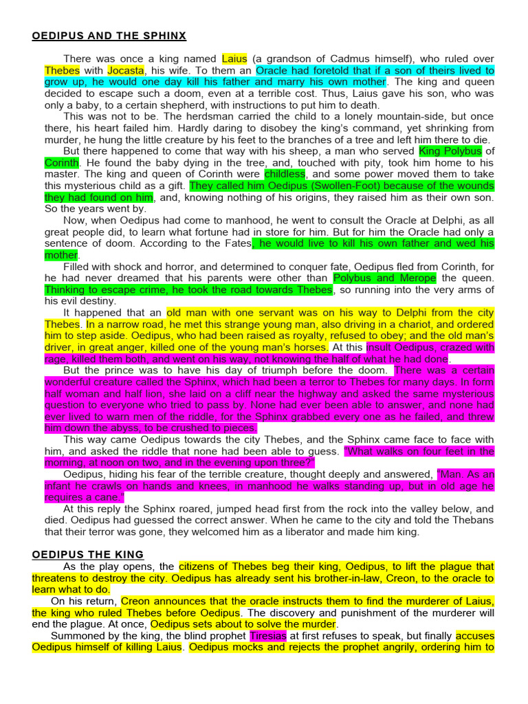 Oedipus and The Sphinx | PDF | Oedipus