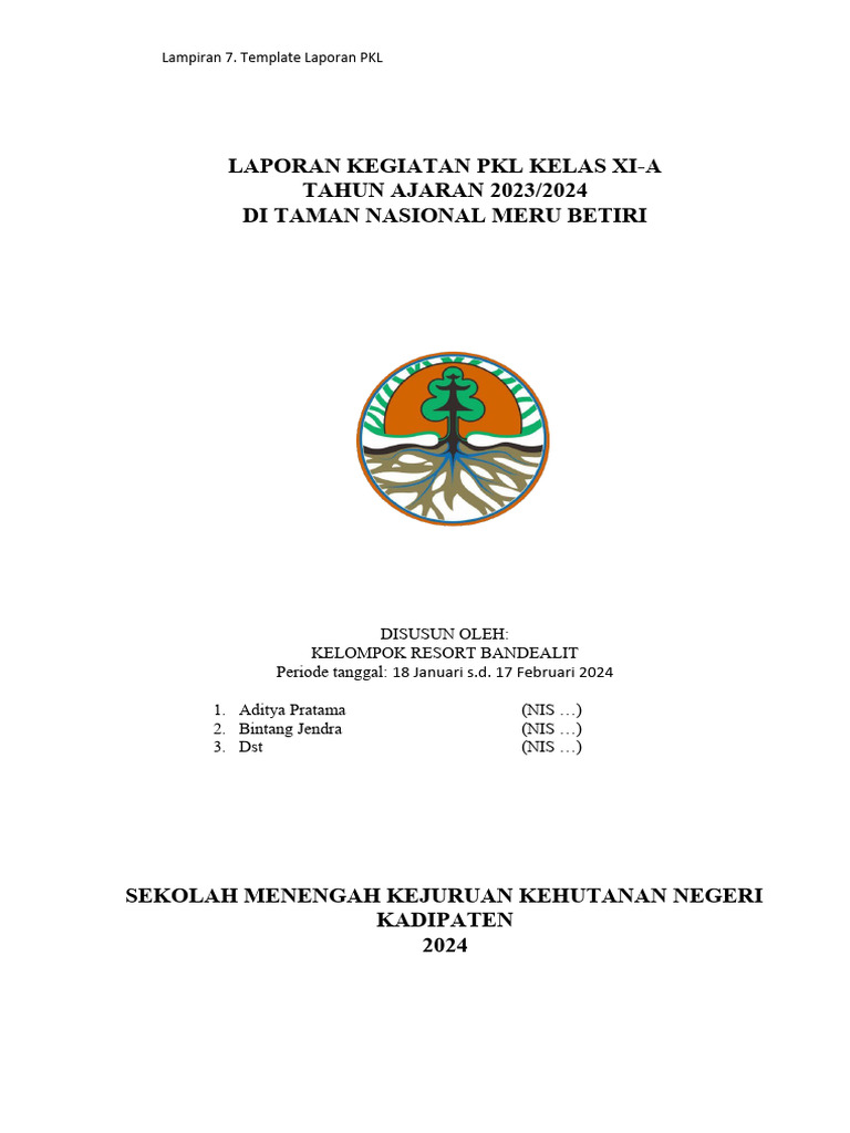 Lampiran 7 Template Laporan PKL | PDF