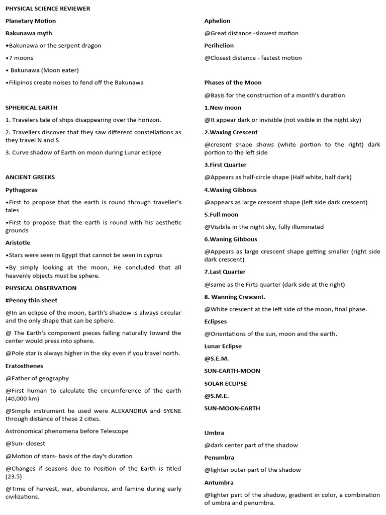 Physical Science Reviewer 2 | PDF | Force | Inertia