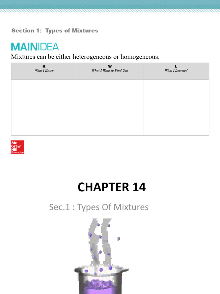 Lesson 14.1-Types of Mixtures | PDF | Mixture | Colloid